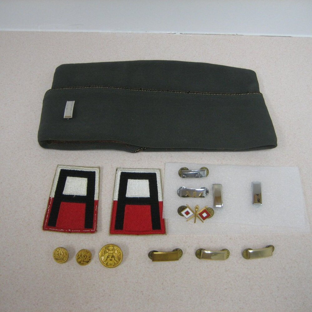 Vintage Officers Army Lot* Garrison Cap,Patches, Rank… - Gem